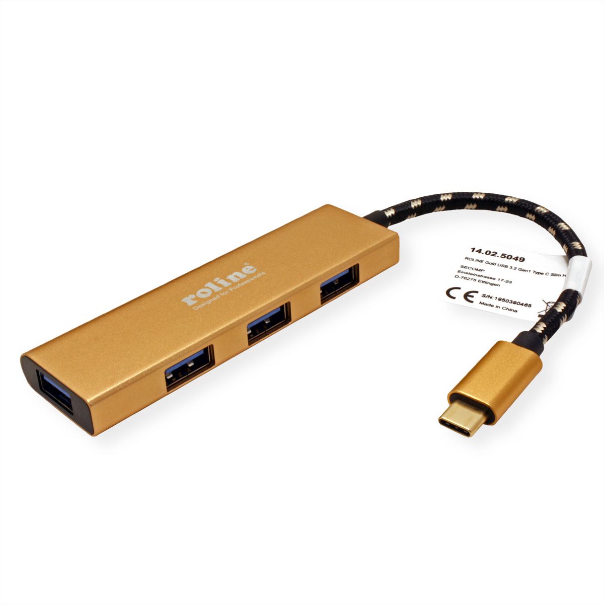 ROLINE GOLD Hub USB 3.2 Gen 1, 4 ports, prise type C - SECOMP France