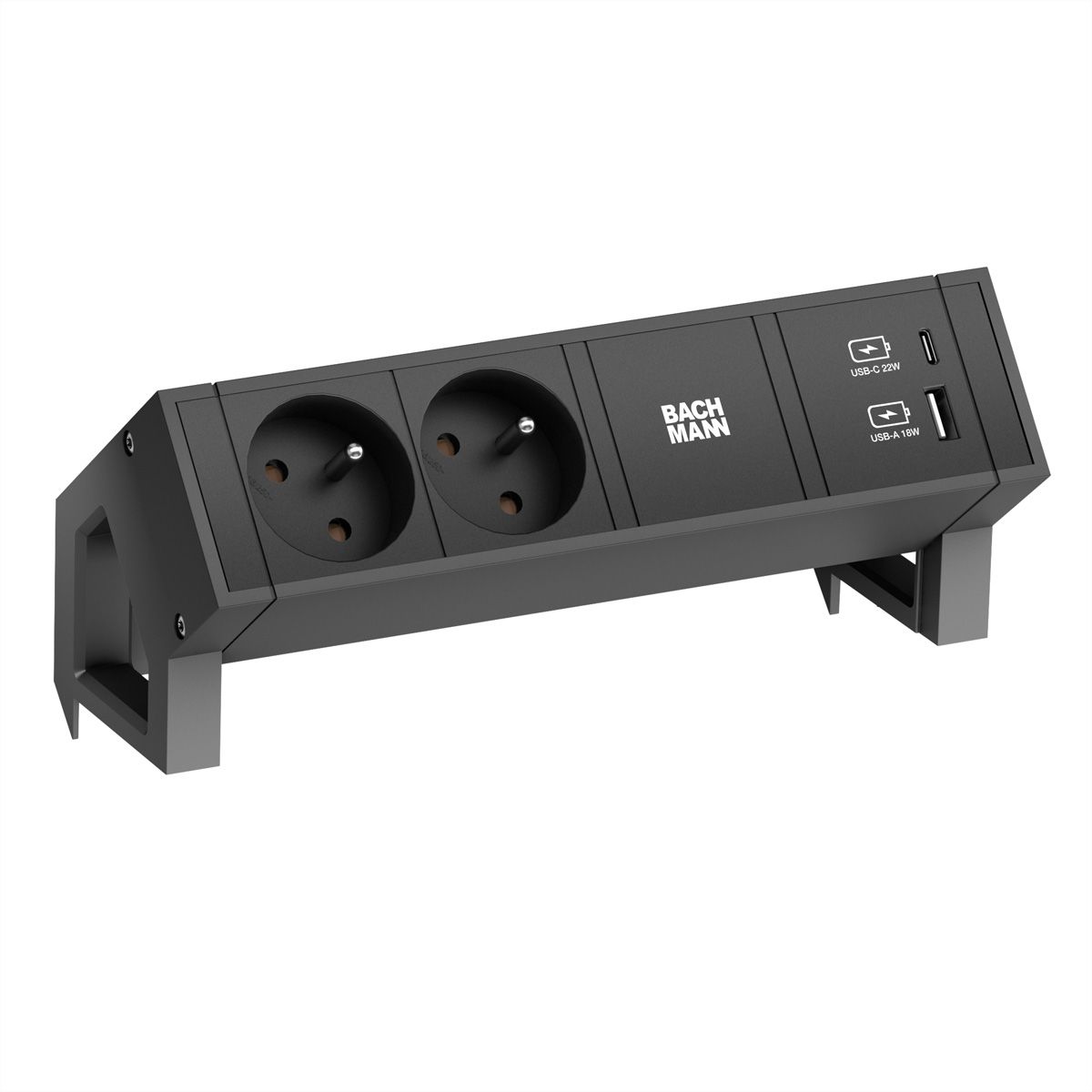 BACHMANN DESK 2 Bloc multiprise 2x UTE, 1x USB A&C 22W, noir, 0,2 m ...